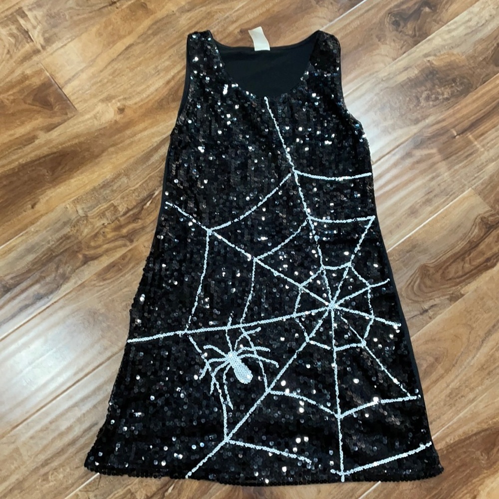 Spirit Halloween Sequin Spider Web Dress Large - Gem